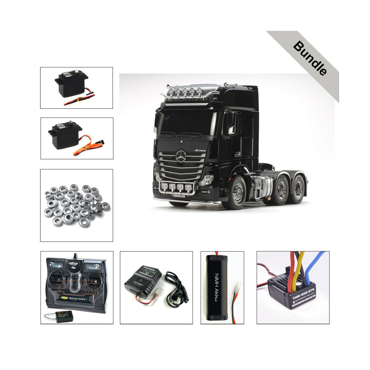 Tamiya 56348 Mercedes-Benz Actros 3363 Giga Space 6x4 BUNDLE "Silber"