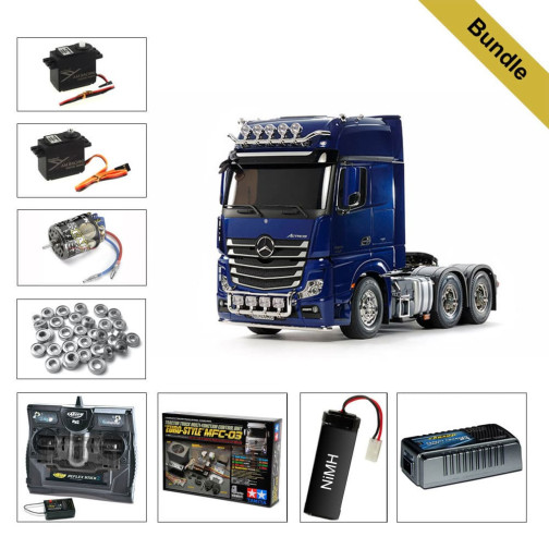 Tamiya 56354 MB Actros 3363 Pearl Blue vorlackiert BUNDLE "Gold"