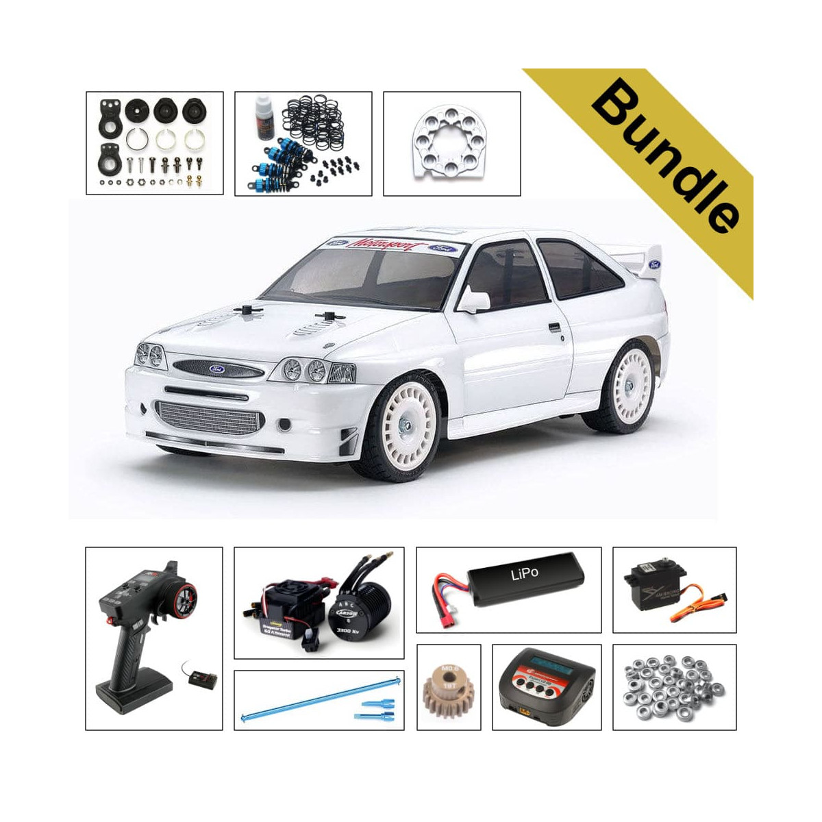 Tamiya 58691 Ford Escort Custom TT-02 BUNDLE "Gold"