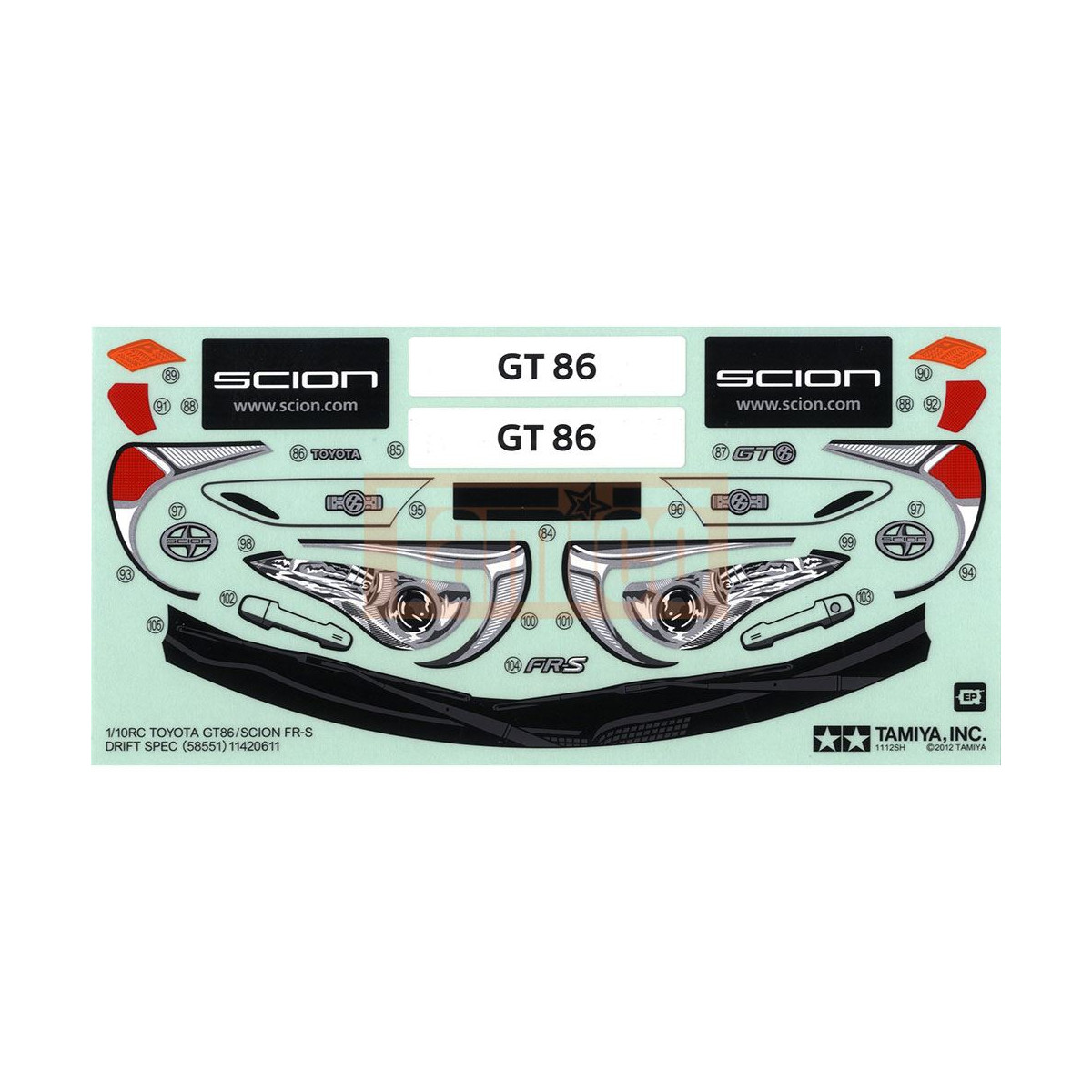 Tamiya Zusatzaufkleber GT 86 Drift-Spec 58551